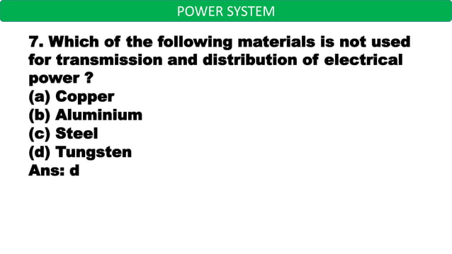 QUESTION ANSWER ,MCQ OF POWER SYSTEM,RRB,SSE,PSC,AE,JE,Power system part 1_25 Most Important MCQ ...