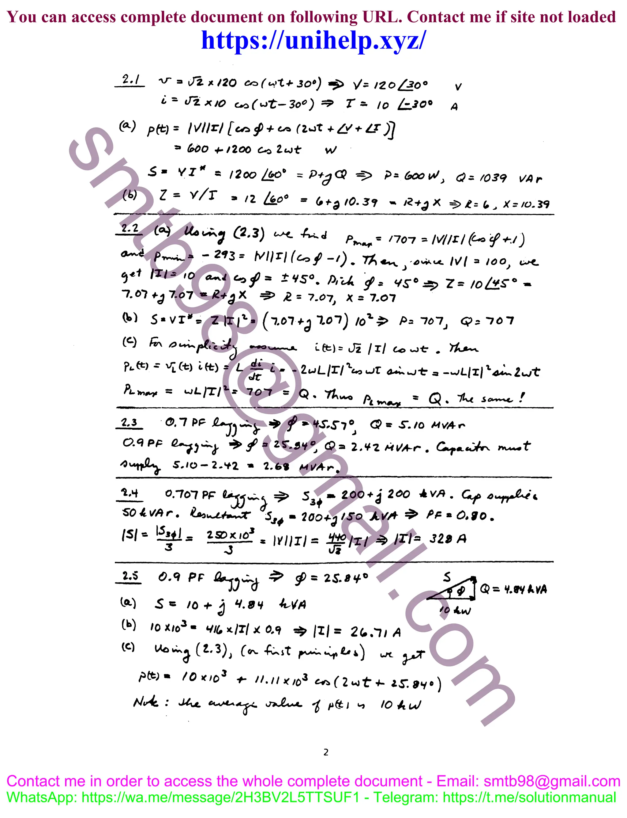 Solutions for Problems: Power Systems Analysis (2nd Edition) by Bergen and Vittal | PDF