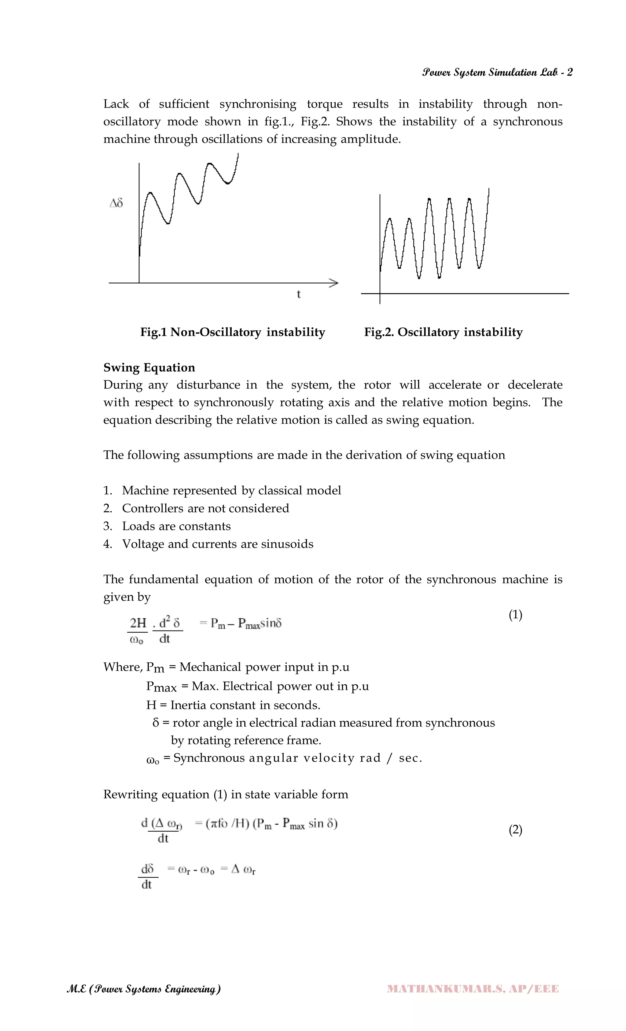 POWER SYSTEM SIMULATION - 2 LAB MANUAL (ELECTRICAL ENGINEERING - POWER ...