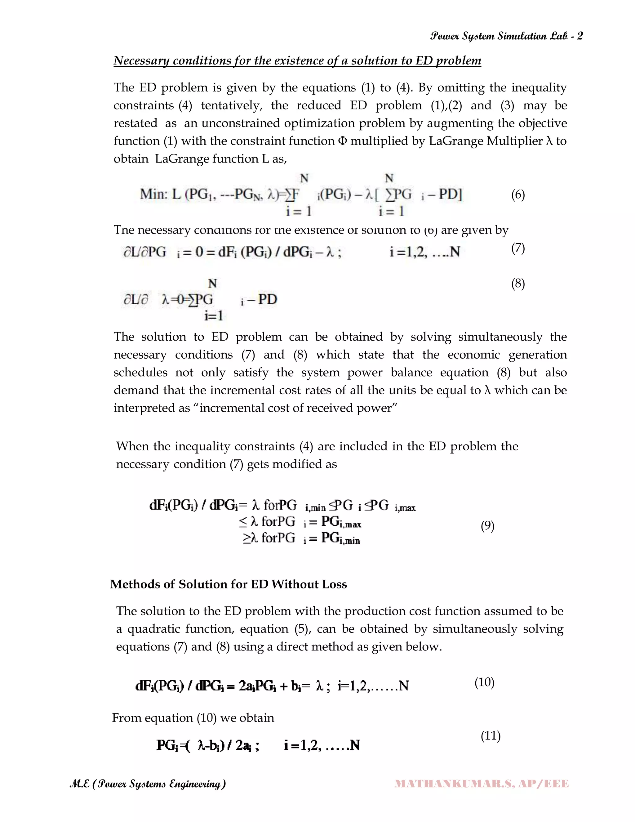 POWER SYSTEM SIMULATION - 2 LAB MANUAL (ELECTRICAL ENGINEERING - POWER ...