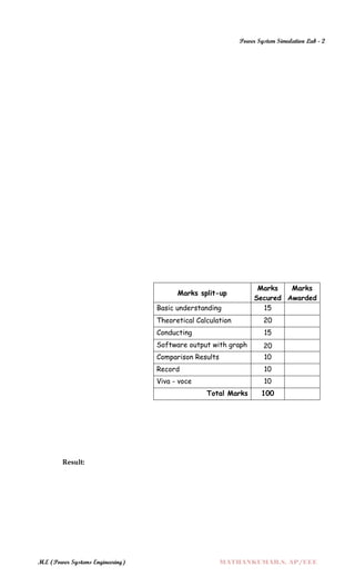 POWER SYSTEM SIMULATION - 2 LAB MANUAL (ELECTRICAL ENGINEERING - POWER SYSTEMS) | PDF