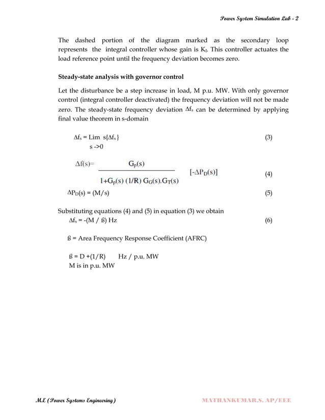 POWER SYSTEM SIMULATION - 2 LAB MANUAL (ELECTRICAL ENGINEERING - POWER ...