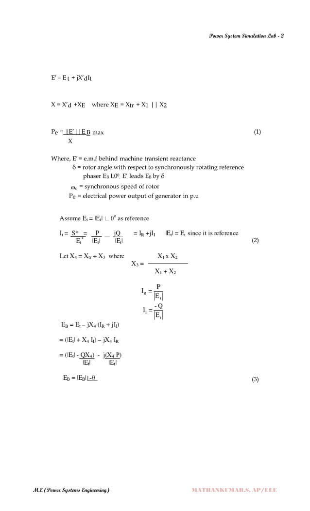 POWER SYSTEM SIMULATION - 2 LAB MANUAL (ELECTRICAL ENGINEERING - POWER SYSTEMS) | PDF | Physics ...