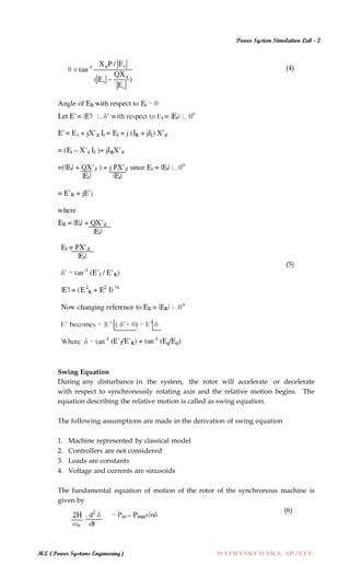 POWER SYSTEM SIMULATION - 2 LAB MANUAL (ELECTRICAL ENGINEERING - POWER ...