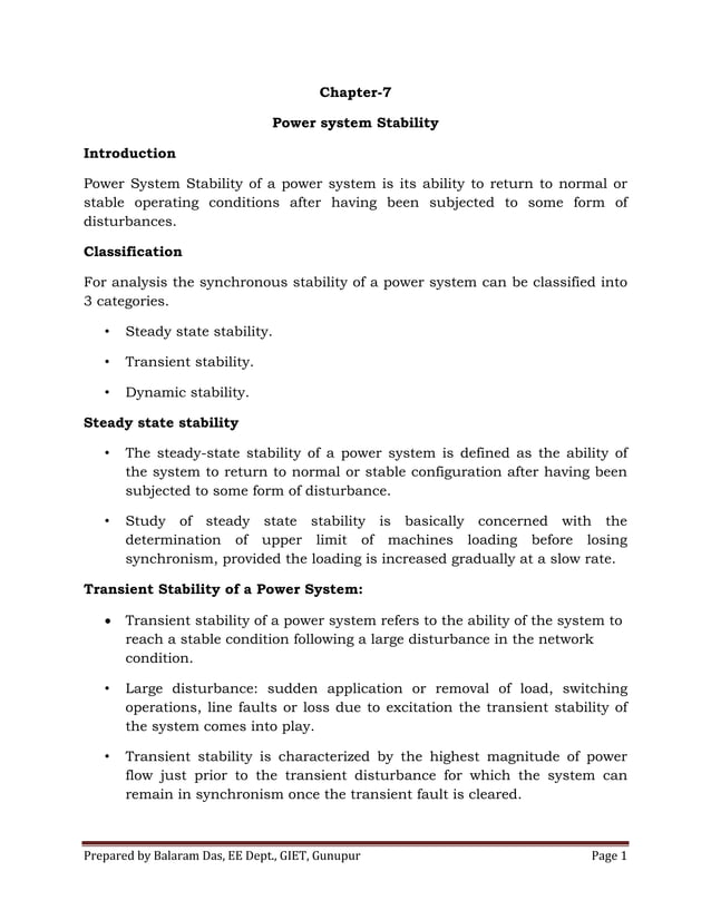 Power System Stability Classification | PDF