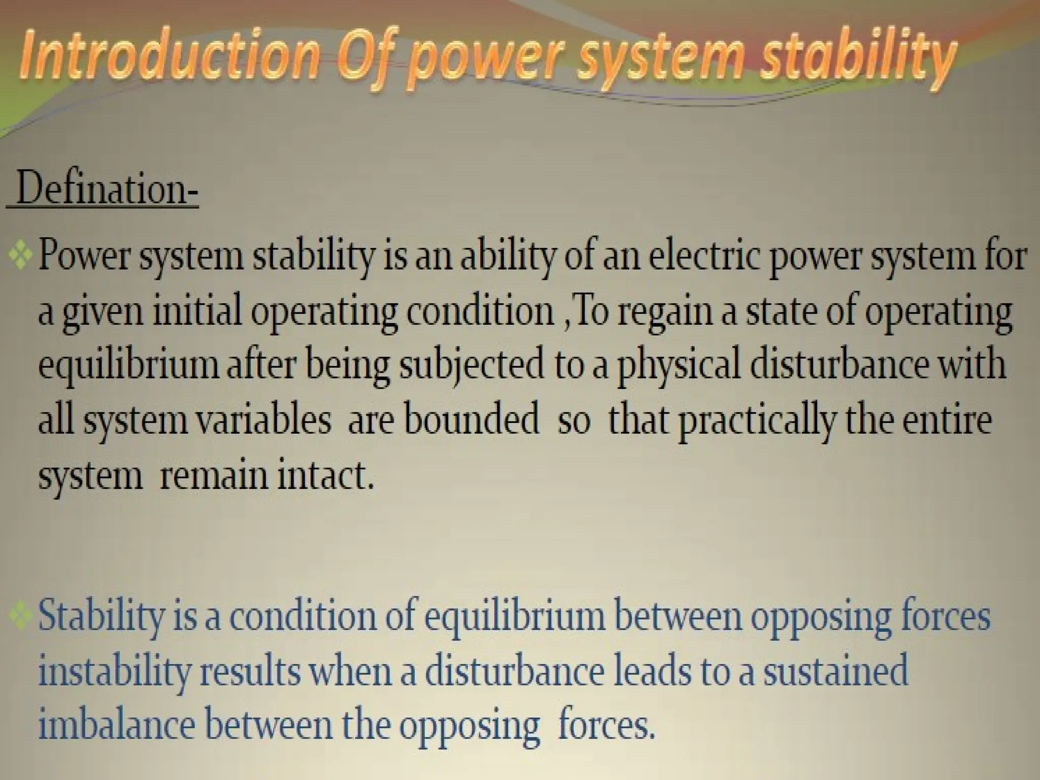 POWER SYSTEM STABILITY for power systems.pptx
