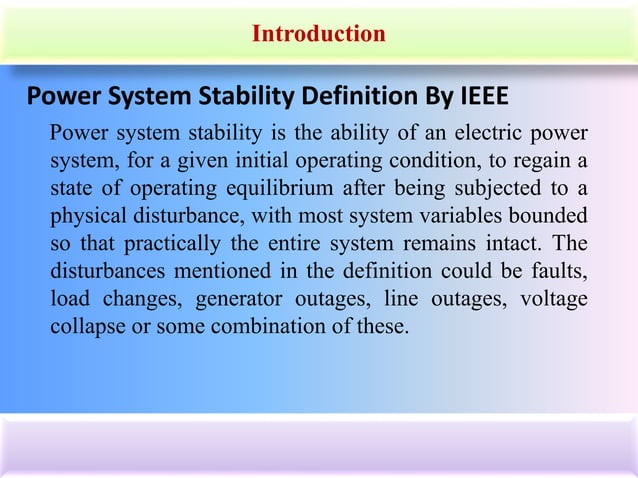 Power system stability | PPTX | Physics | Science