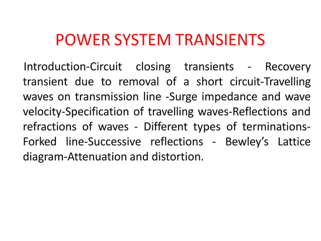 power system transients.pptx | Physics | Science