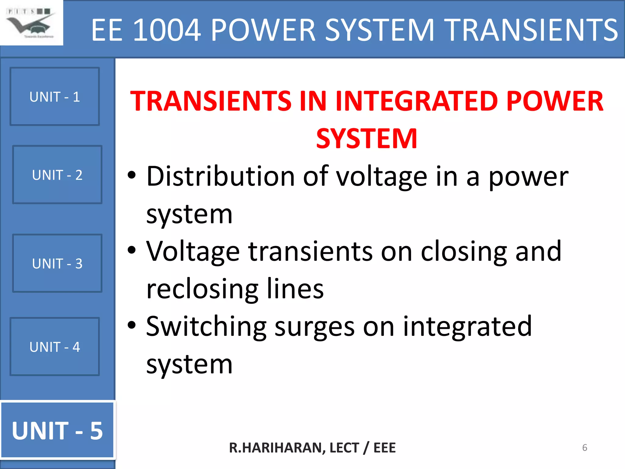 Power system transients (IV-EEE) | PPTX