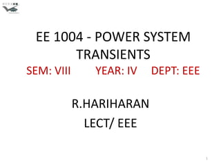 Power system transients (IV-EEE) | PPTX