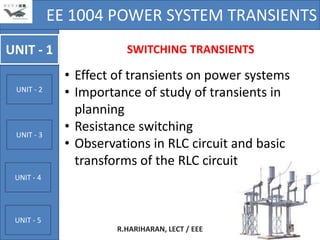 Power system transients (IV-EEE) | PPTX