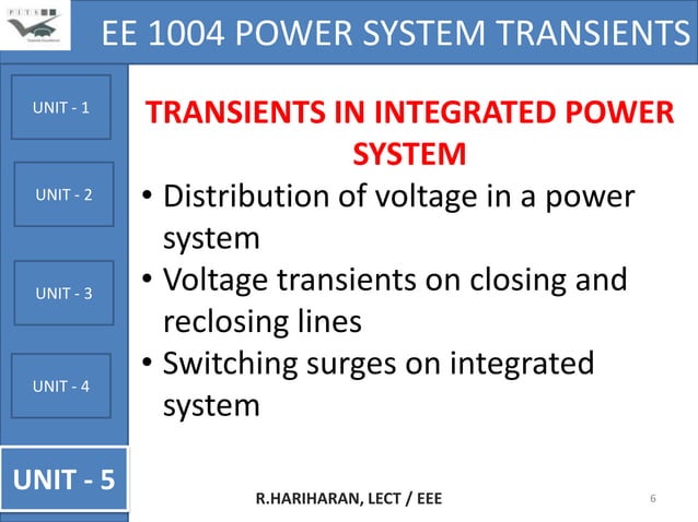 Power system transients (IV-EEE) | PPTX