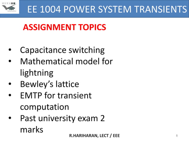 Power system transients (IV-EEE) | PPTX