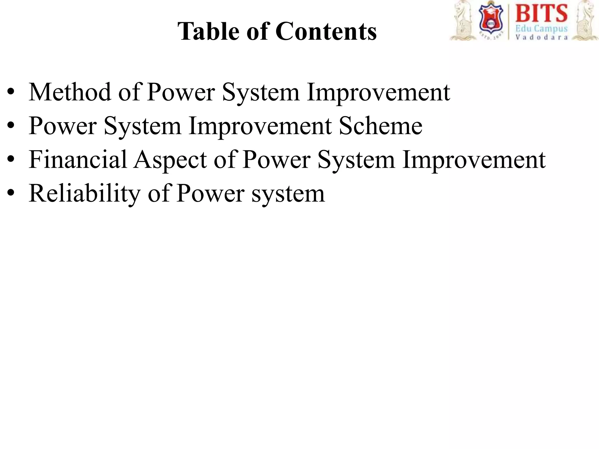 Power sytem improvement techniques | PPT | Free Download