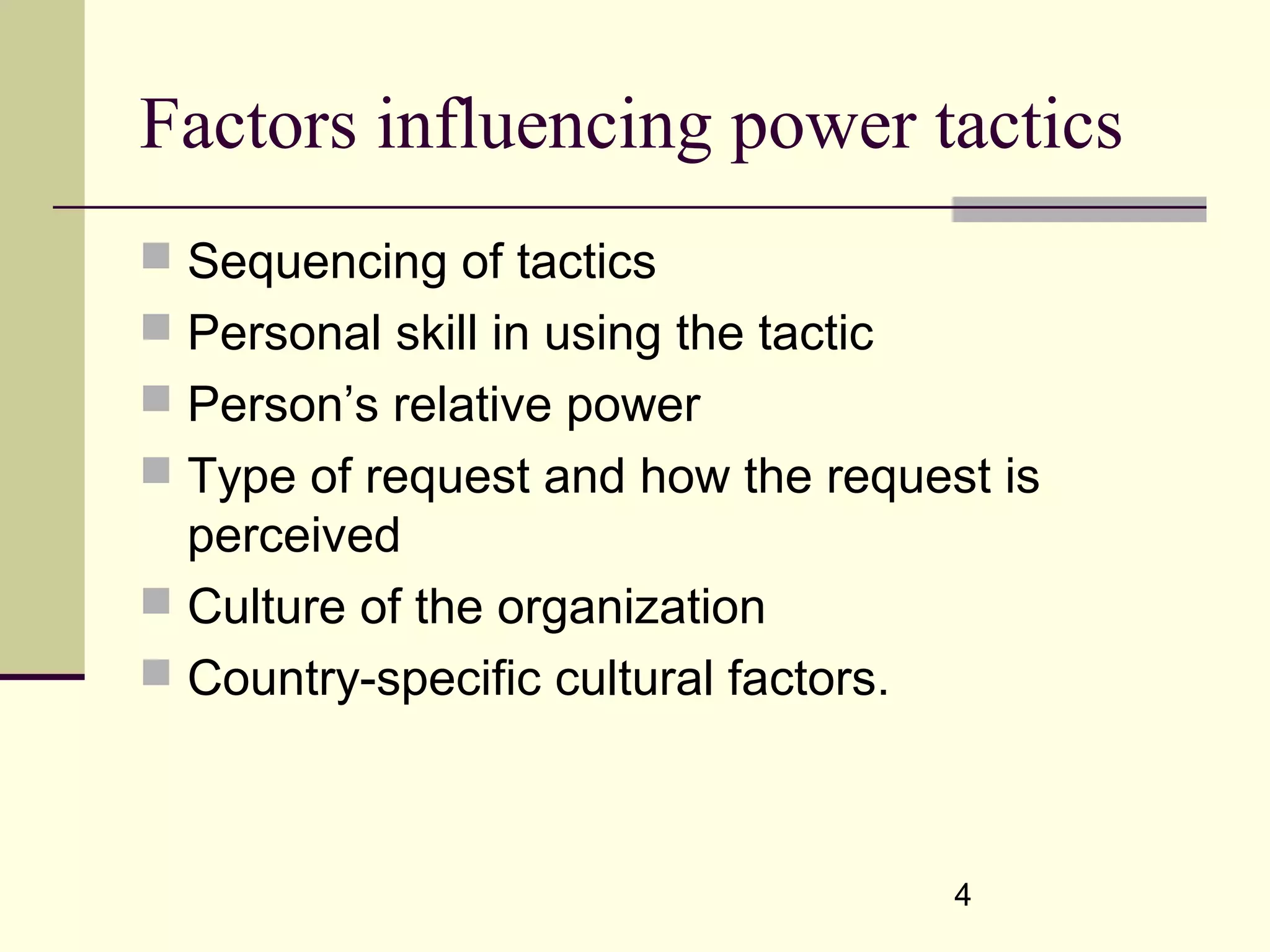 Power tactics& perspective of leadership | PPT