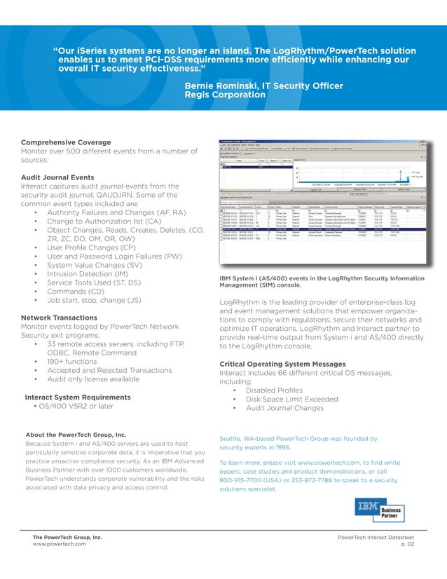 LogRhythm PowerTech Interact Data Sheet | PDF