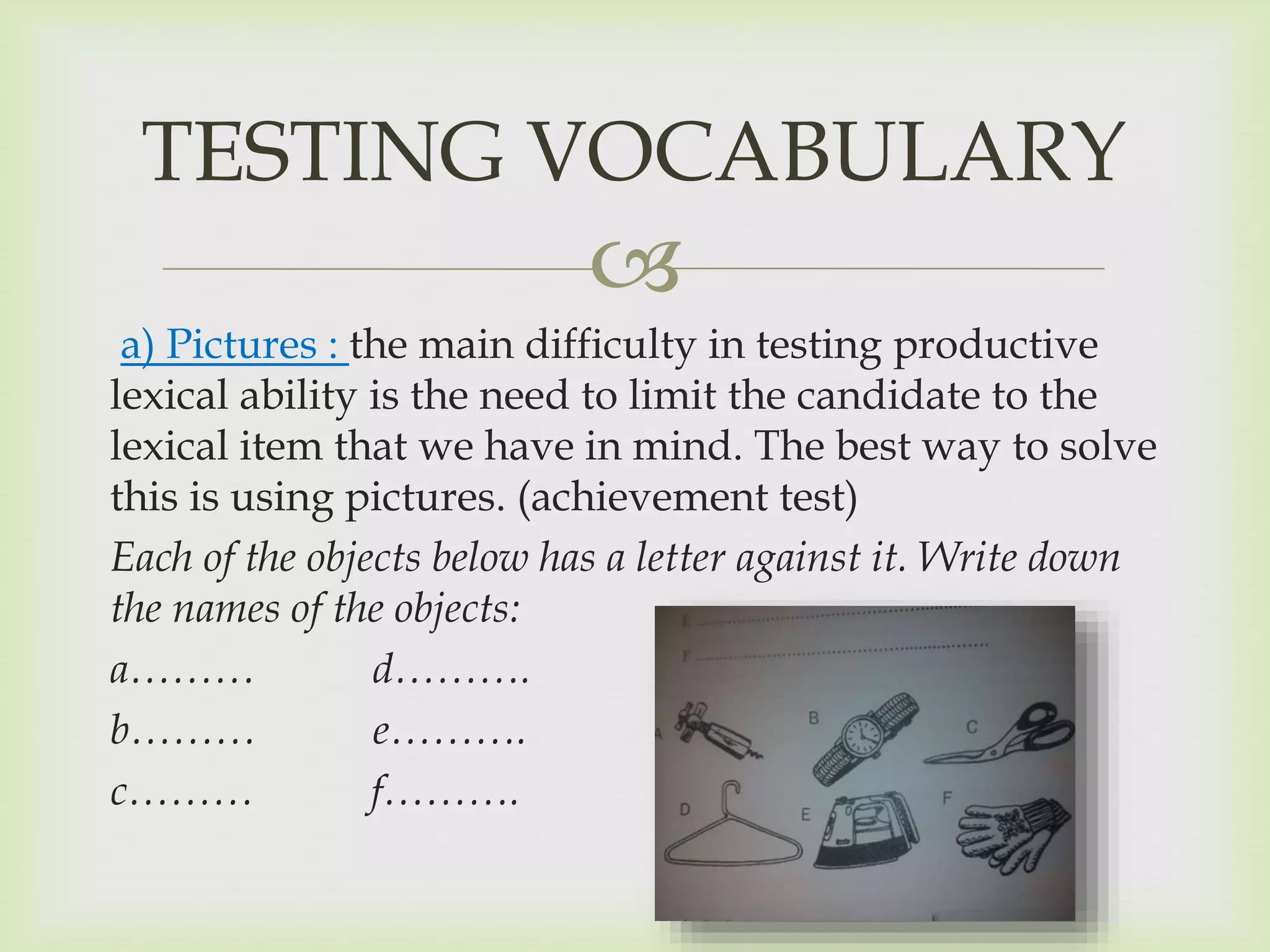 Testing grammar and vocabulary | PPTX