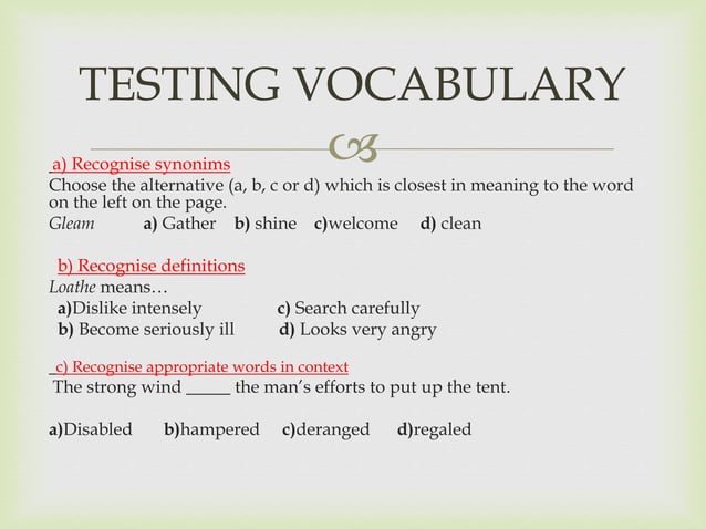 Testing grammar and vocabulary | PPTX | Standardized Testing ...