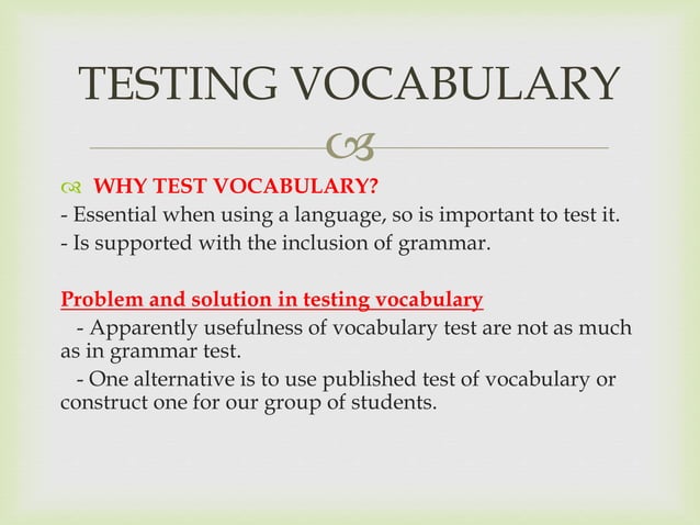Testing grammar and vocabulary | PPTX | Standardized Testing ...
