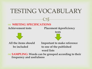 Testing grammar and vocabulary | PPTX