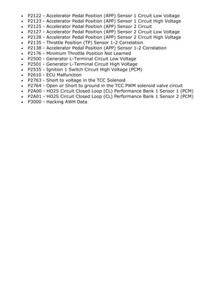 Powertrain Codes DTC list | DOC