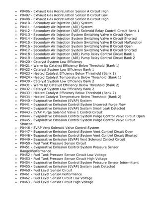 Powertrain Codes DTC list | DOC
