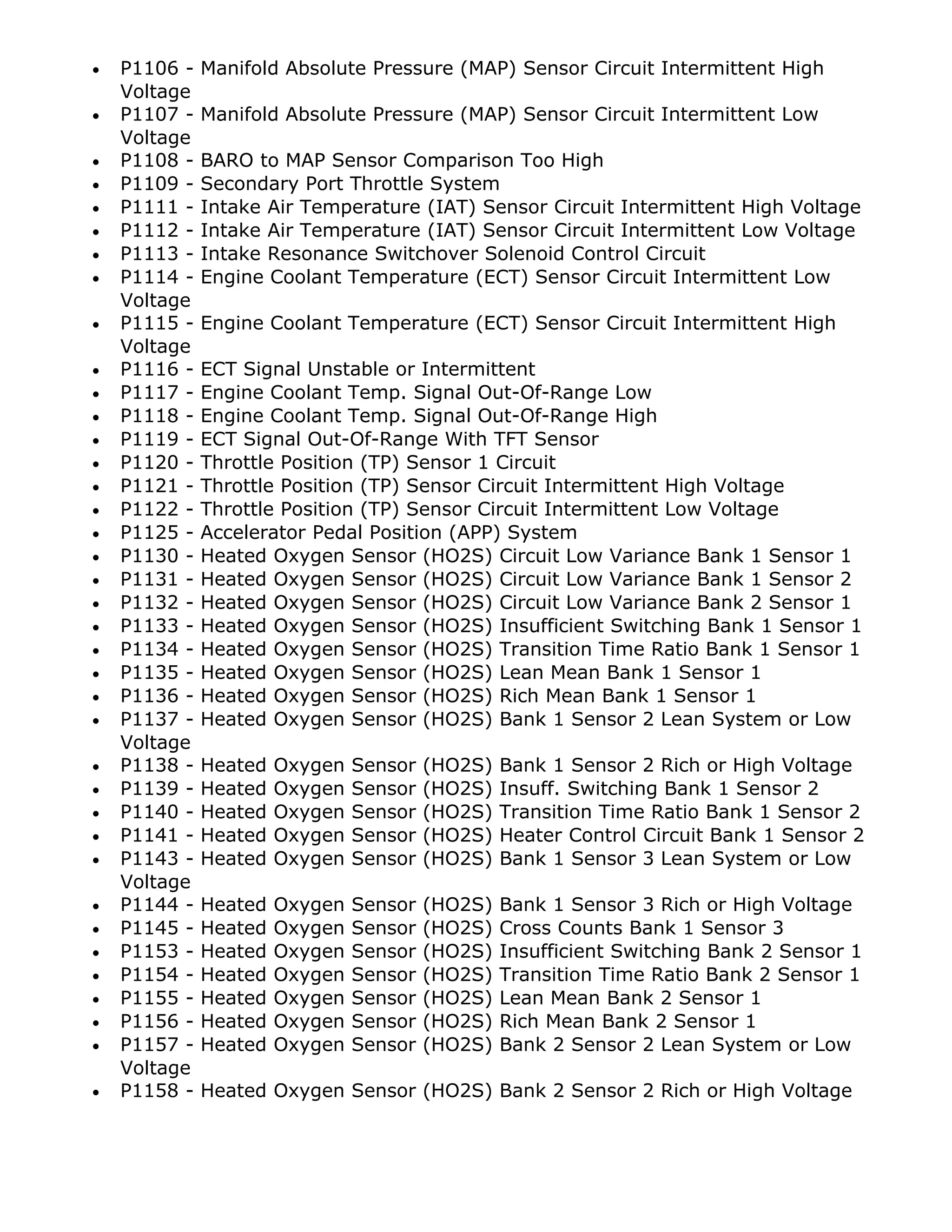 Full Powertrain Trouble Code List (PXXXX) | PDF