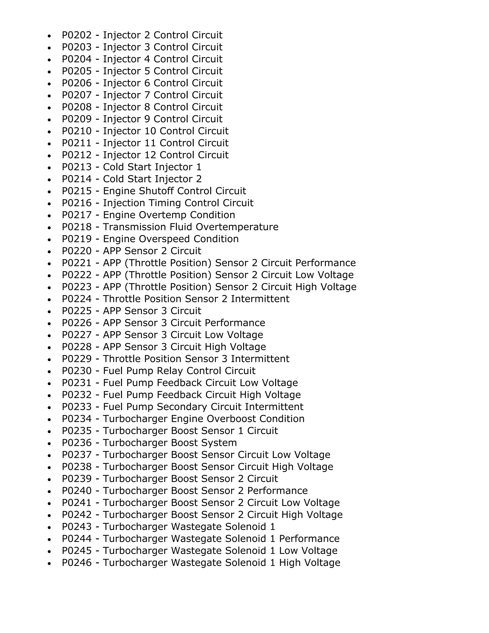 Full Powertrain Trouble Code List (PXXXX) | PDF