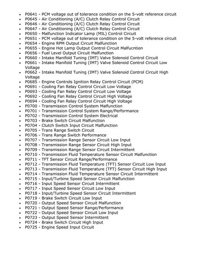 Full Powertrain Trouble Code List (PXXXX) | PDF | Chemistry | Science