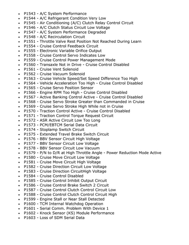 Full Powertrain Trouble Code List (PXXXX) | PDF | Chemistry | Science