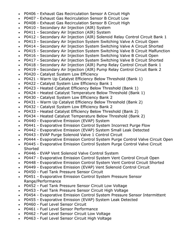 Full Powertrain Trouble Code List (PXXXX) | PDF | Chemistry | Science
