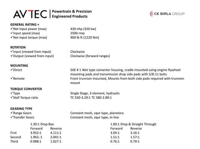 Avtec Powertrain components | PPT