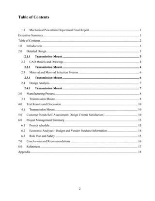 Powertrain final report (transmission mount section) | PDF