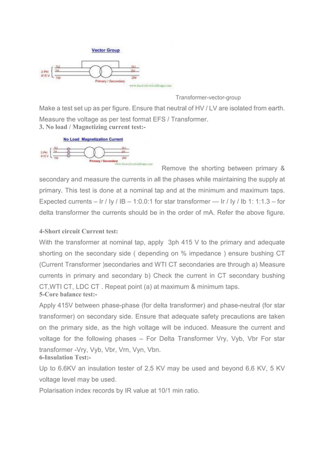 Power Transformer Testing And Commissioning Guidelines R Pdf Automotive