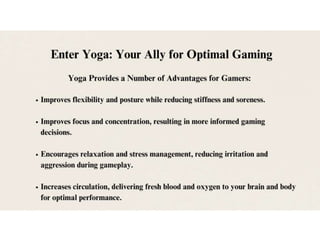 Yoga for gamers: The Best Exercises to Stay Fit | PPTX