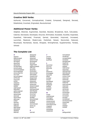 Power Verbs to be used in Resume | PDF