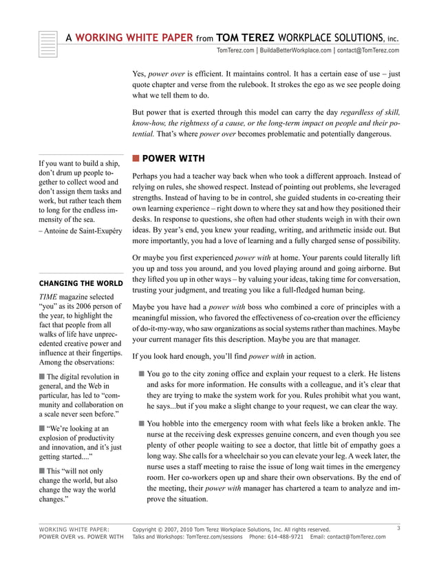 Power Over Vs. Power With !! | PDF | Medical Health