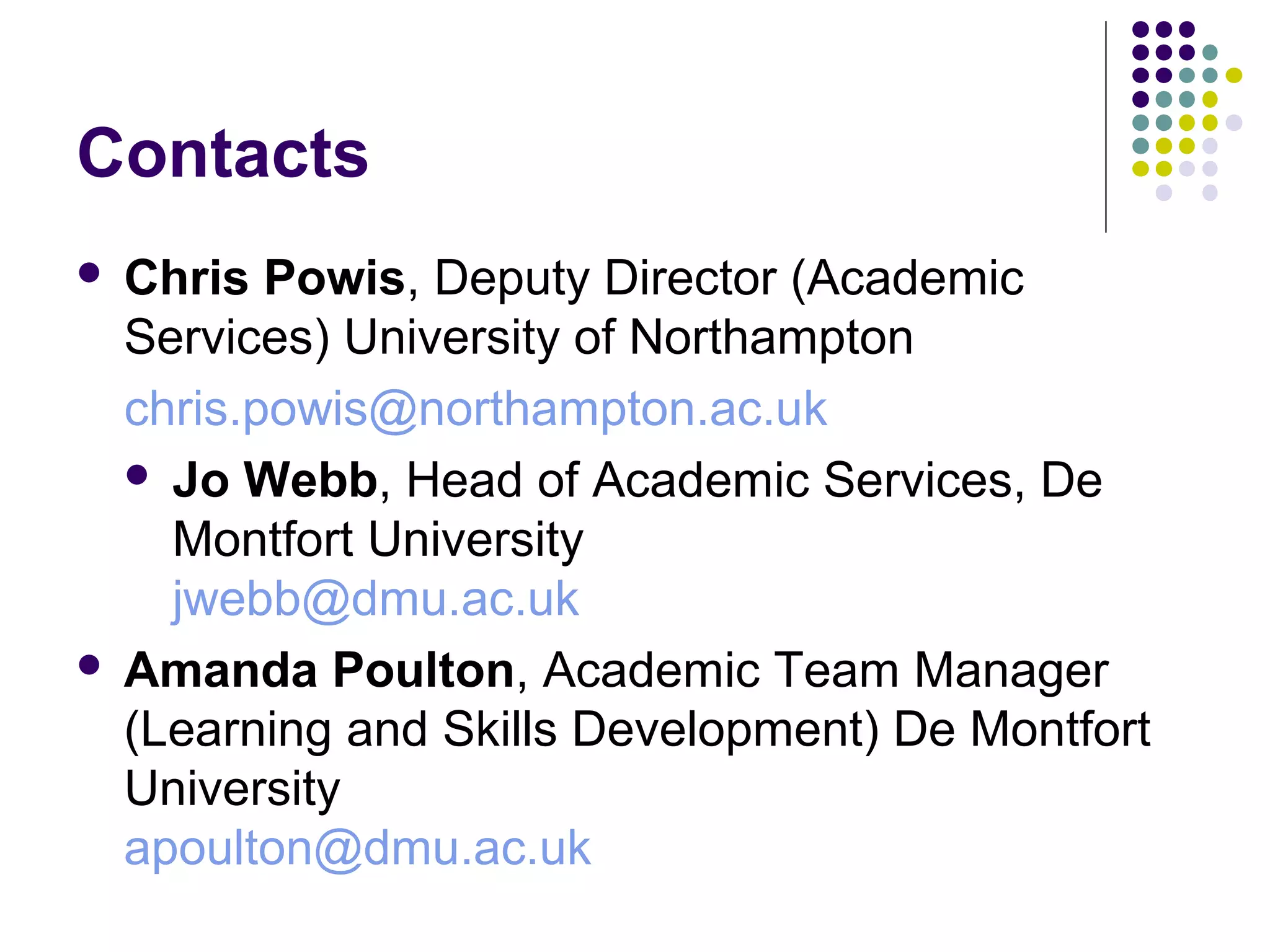 Making a mark: assessment for learning. Powis & Webb | PPT