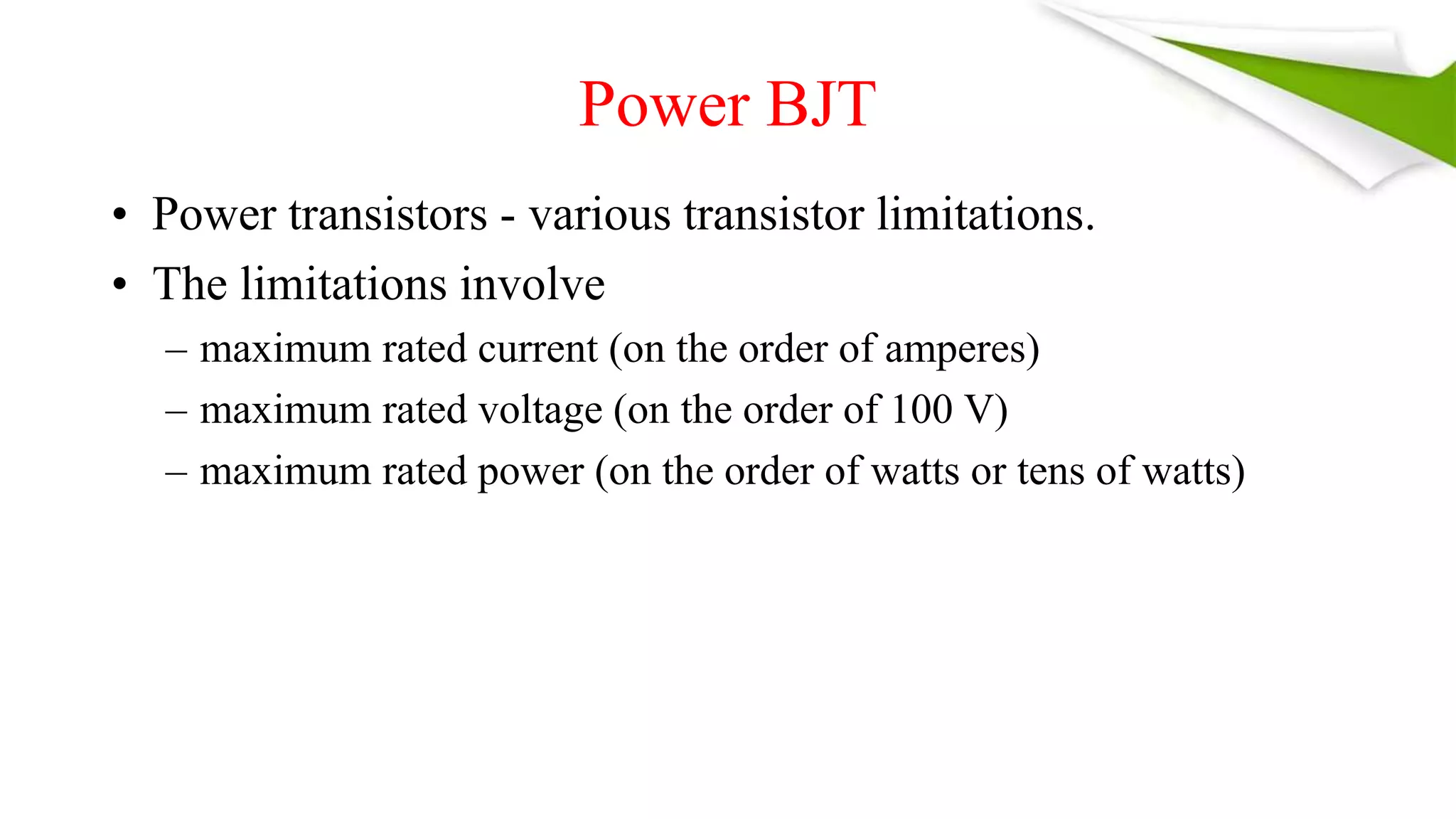 Power BJT and Power MOSFET | PPTX