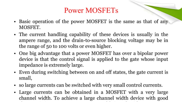 Power BJT and Power MOSFET | PPTX | Physics | Science