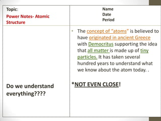 Power Notes Atomic Structure 2014 | PPT