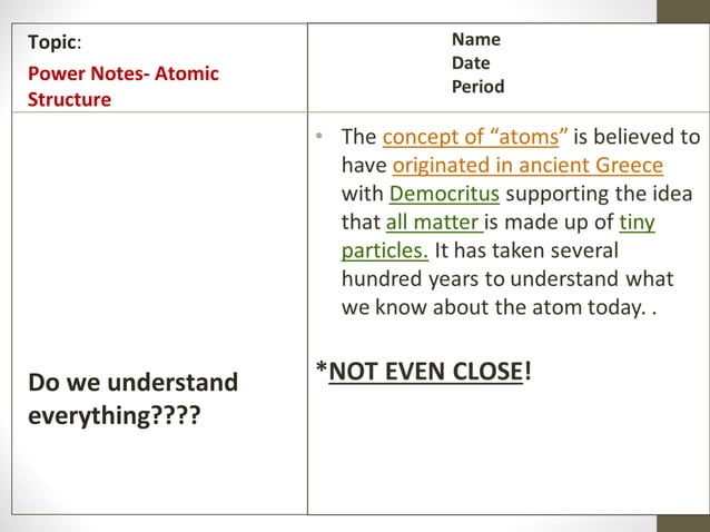 Power Notes Atomic Structure 2014- Day 2 | PPT | Physics | Science