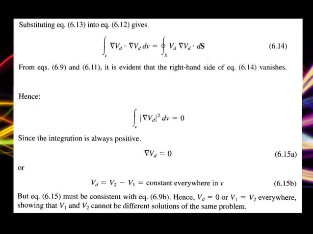 Poyntings and uniqueness theorem | PPT