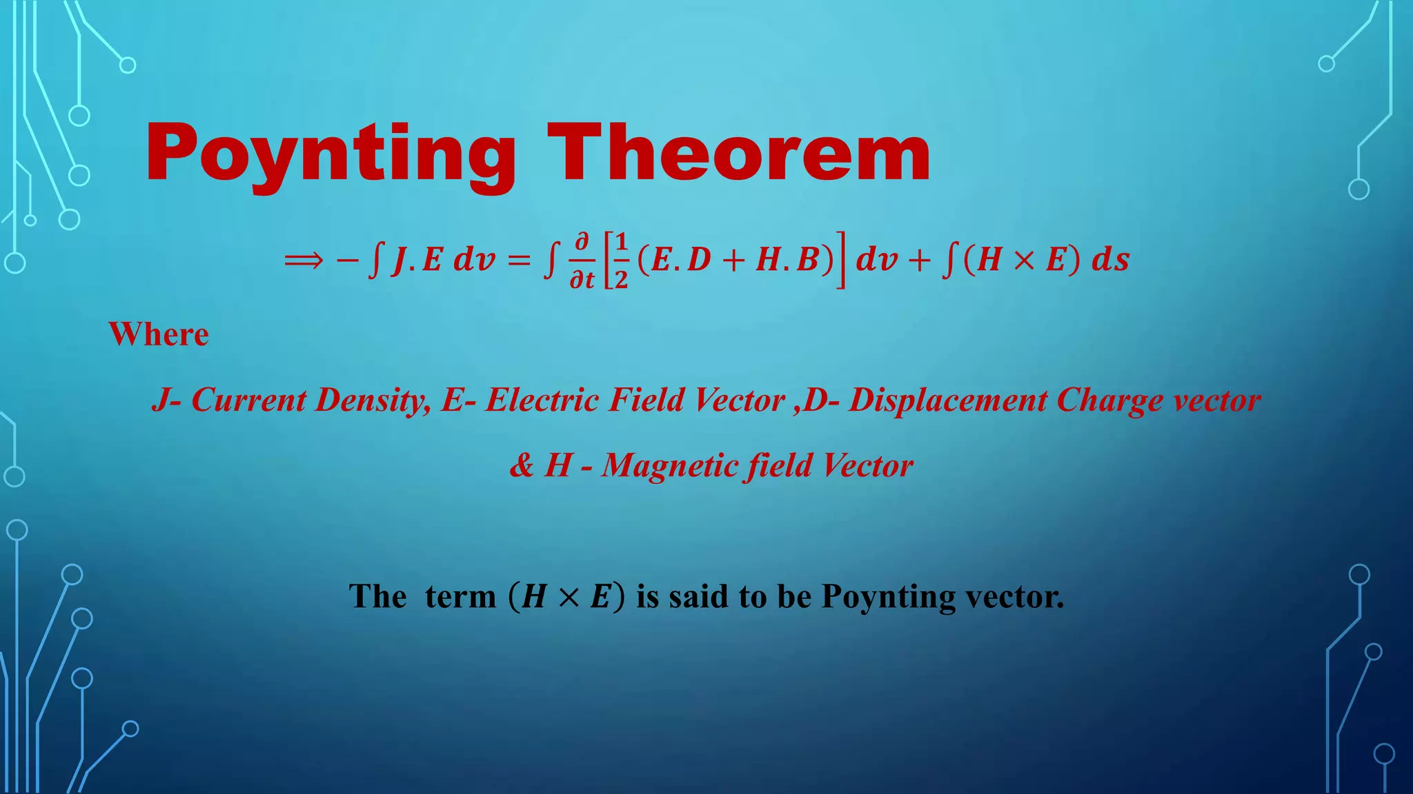 Poynting theorem & Poynting vector | PPTX