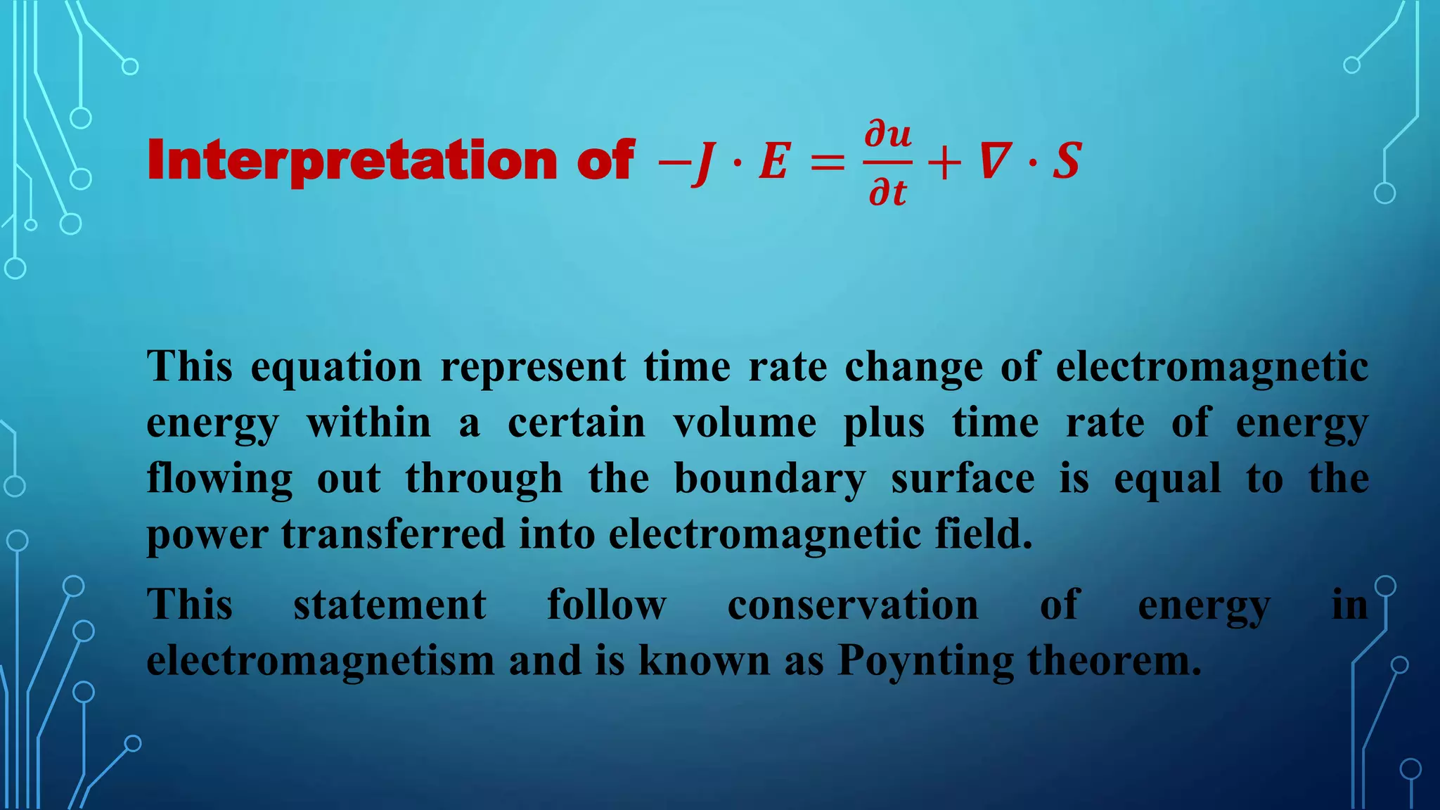 Poynting Theorem And Poynting Vector Pptx Physics Science