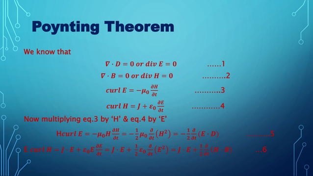 Poynting theorem & Poynting vector | PPTX | Physics | Science