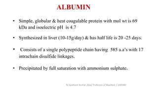 PP-01: Role of Plasma Proteins in Health and diseases | PPTX
