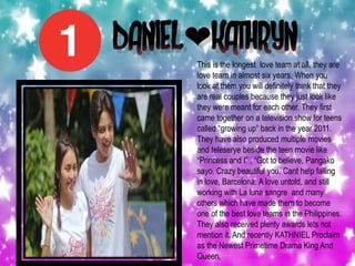 TOP 5 MOST POPULAR LOVE TEAM | PPTX | Television | Entertainment