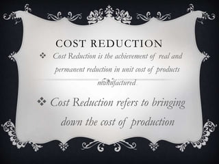 Cost Control & Cost Reduction ppt | PPTX