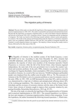 The migration policy of Armenia | PDF | Business | Business and Finance